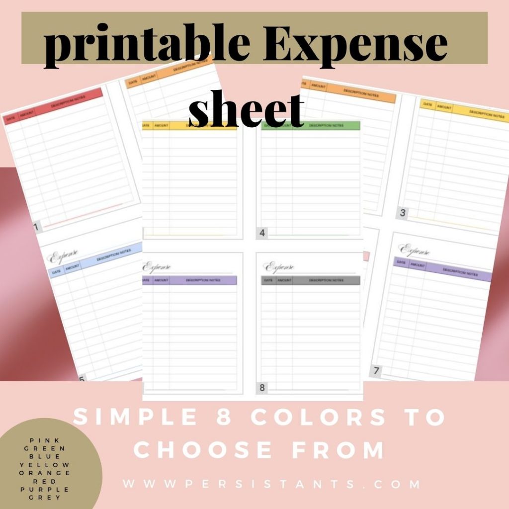 Expense Sheet Printable Tracker - Persistants